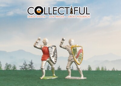 TIMPO VINTAGE LEAD FIGURE - MEDIEVAL KNIGHT CRUSADERS x 2 BRITAINS SIZE ...