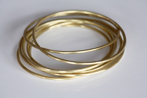 Set of 7 Brass Round wire Bangles Plain Bangles Stacking Bracelet ...