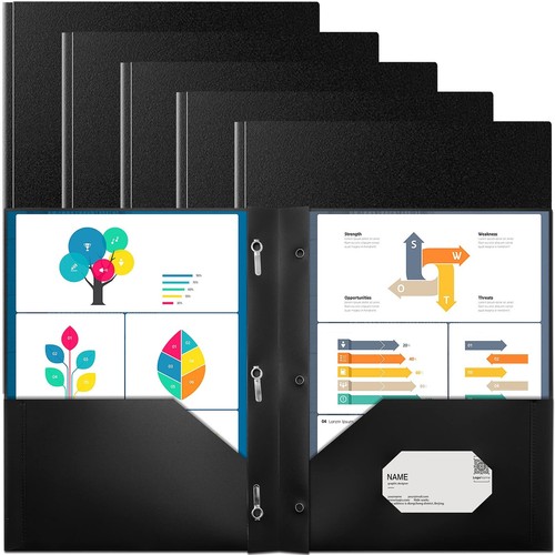6 Pack Heavy Duty Plastic Folders,Two Pocket Folders with 3 Prongs ...