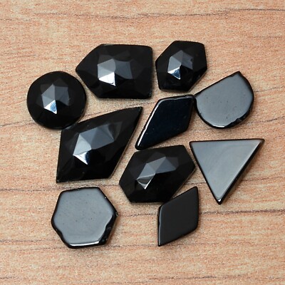 Finest Quality Natural Black Onyx Rose Cut Loose Gemstones Lot 9x12mm ...