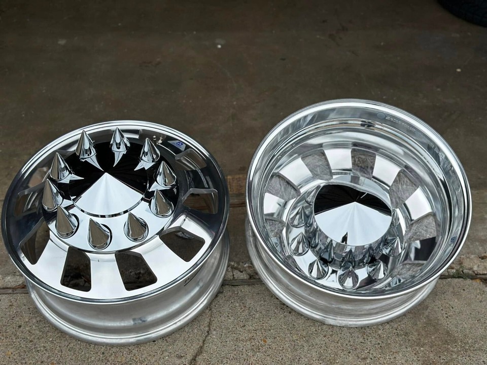 24” CUSTOM DESIGN ALCOA WHEELS FOR DUALLY TRUCKS WITH ADAPTERS CAPS (6 ...