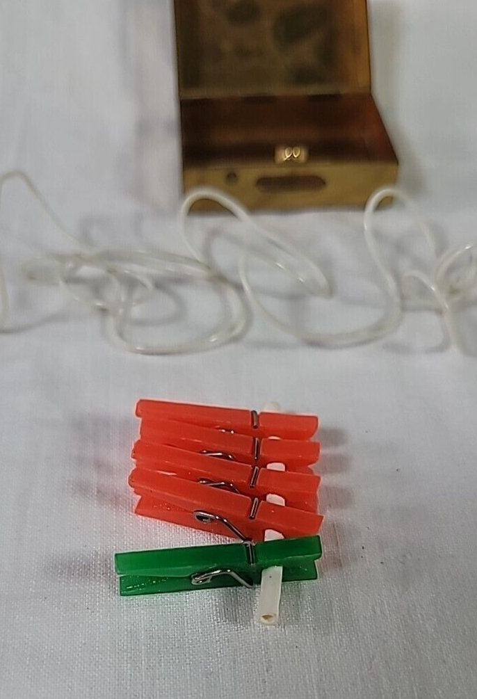 Vintage Miniature Doll Clothesline & Clothes Pins In Mini Red & Gold ...