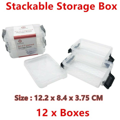 12pcs Stackable Clip Lock Storage Box 12.2x8.4 Plastic Box Container ...
