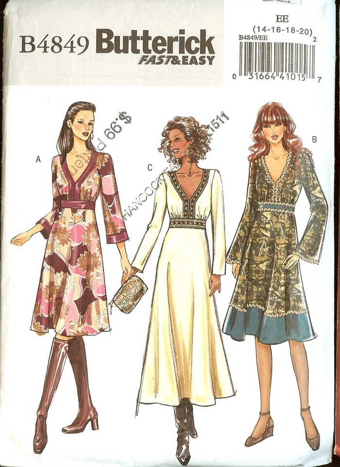 OOP Butterick Sewing Pattern Misses Dress Plus Size 14 - 20 or 14 -22 ...