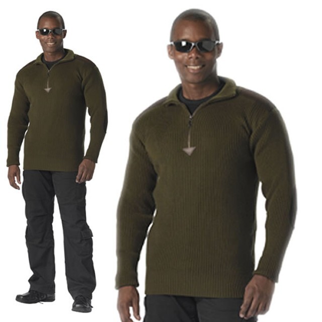 Rothco Quarter Zip Acrylic Commando Sweater - Olive Drab | eBay