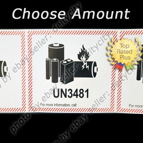 UN3481 Lithium Ion Battery Labels Choose 2, 4, 8, 10, 20, 30 Stickers 4 ...