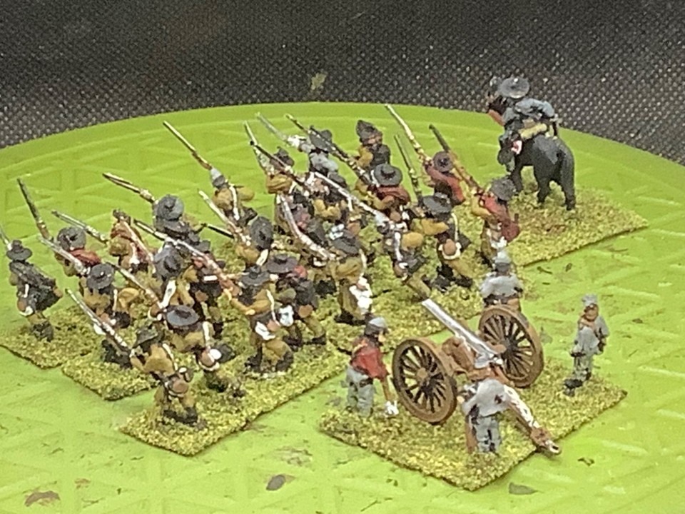 15mm Painted ACW Conf. Reg. In Butternut. 24 Infantry, 1 cannon w/Crew ...