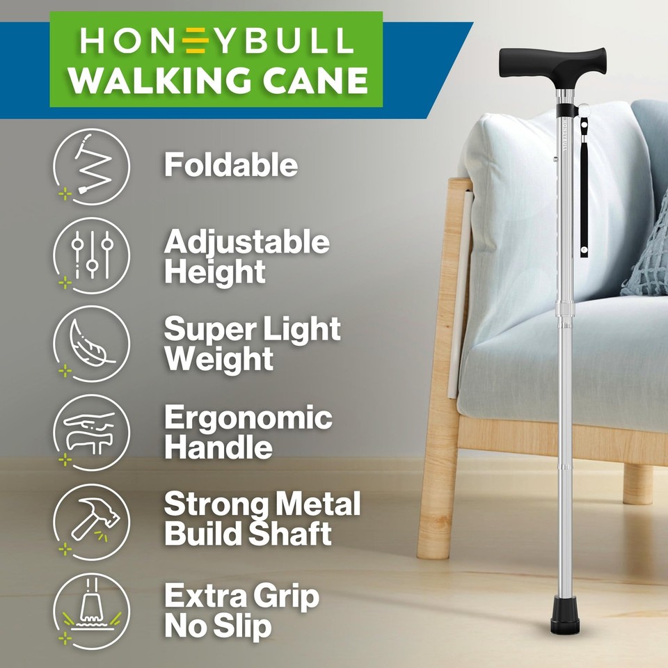 Walking Cane | Single Tip Canes for Men & Women, Foldable, Adjustable ...