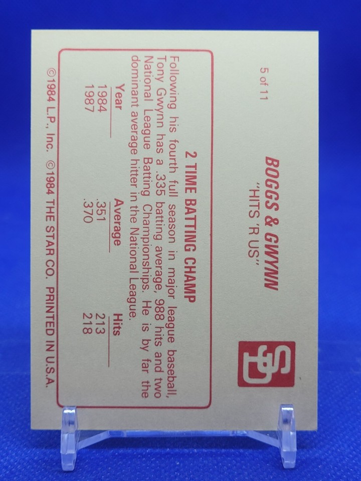 1988 Star Wade Boggs & Tony Gwynn Hits 'R Us Tony Gwynn #5 HOF | eBay