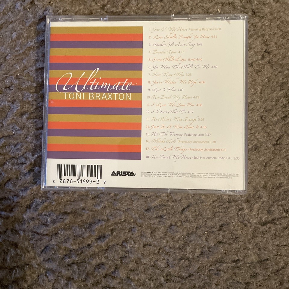 Ultimate Toni Braxton by Toni Braxton (CD, 2003, Arista) 18 Tracks Like ...