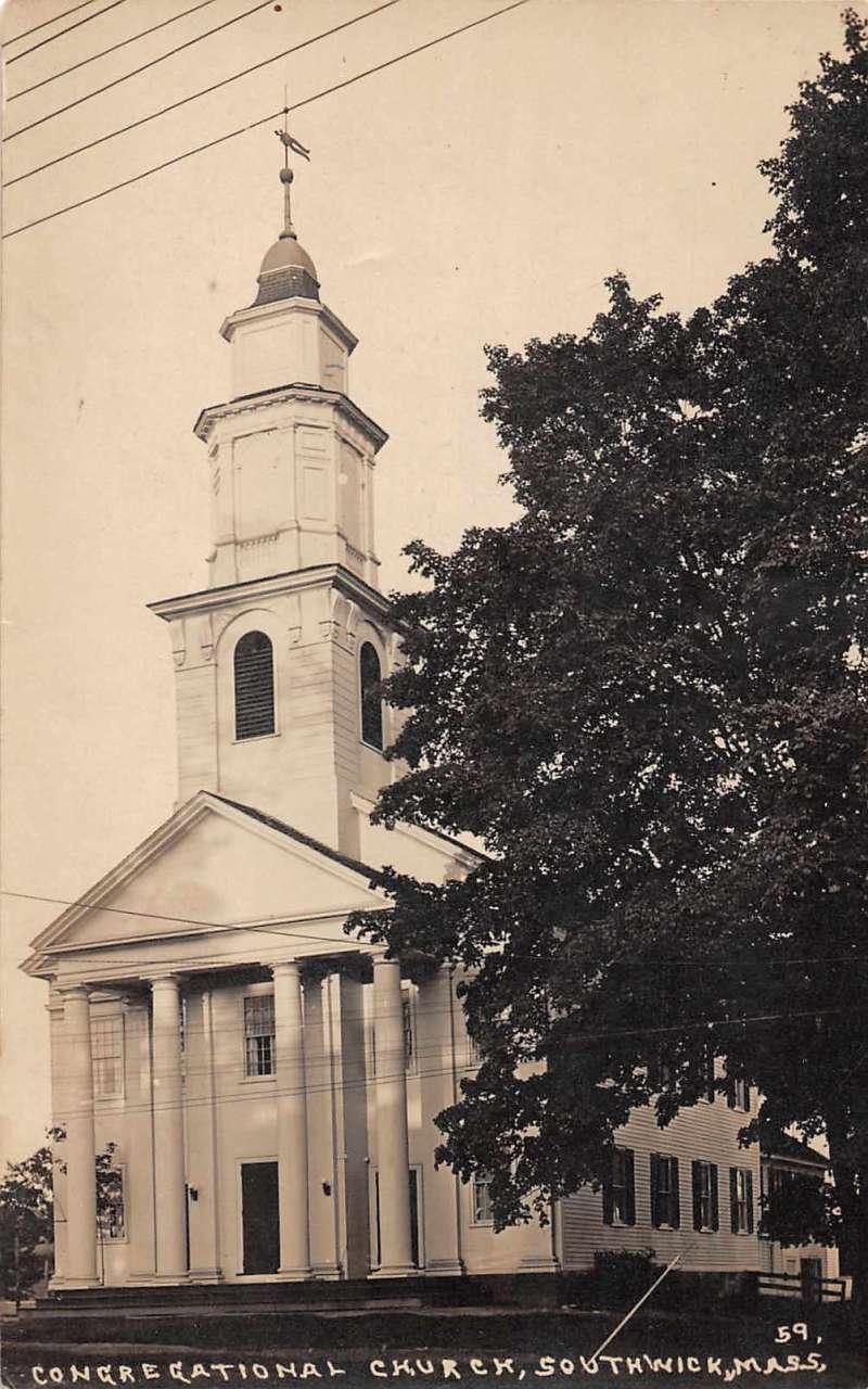 Southwick Massachusetts view of Congregational Church real photo pc ...