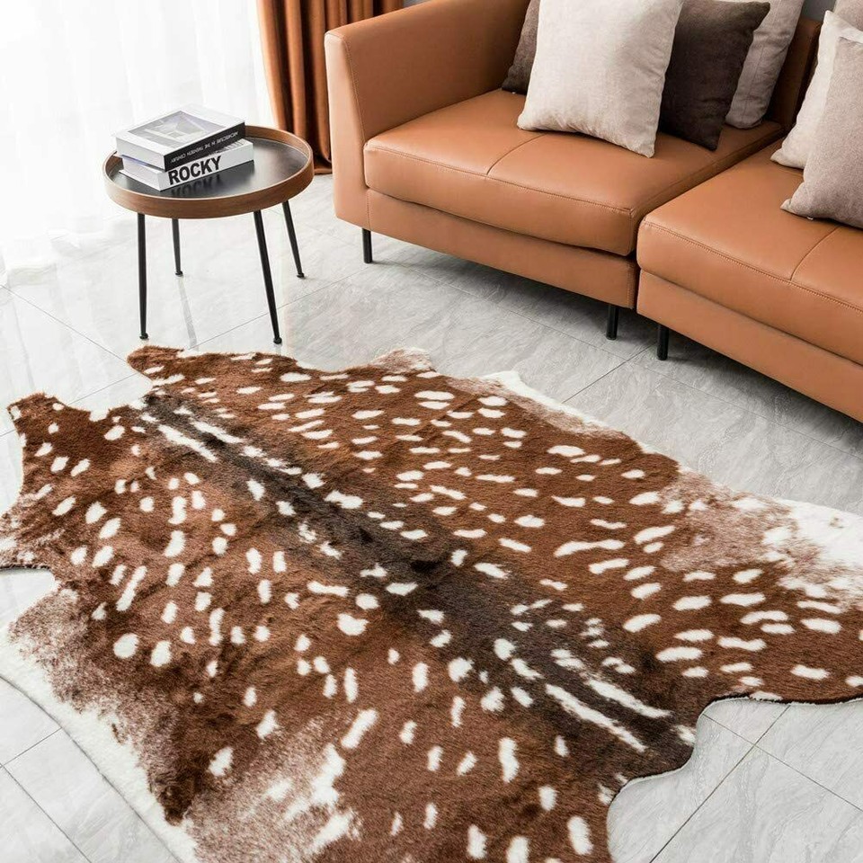 Animal Rug Deer Rug Faux Fur Cowhide Area Rug Animals Carpet for Home ...