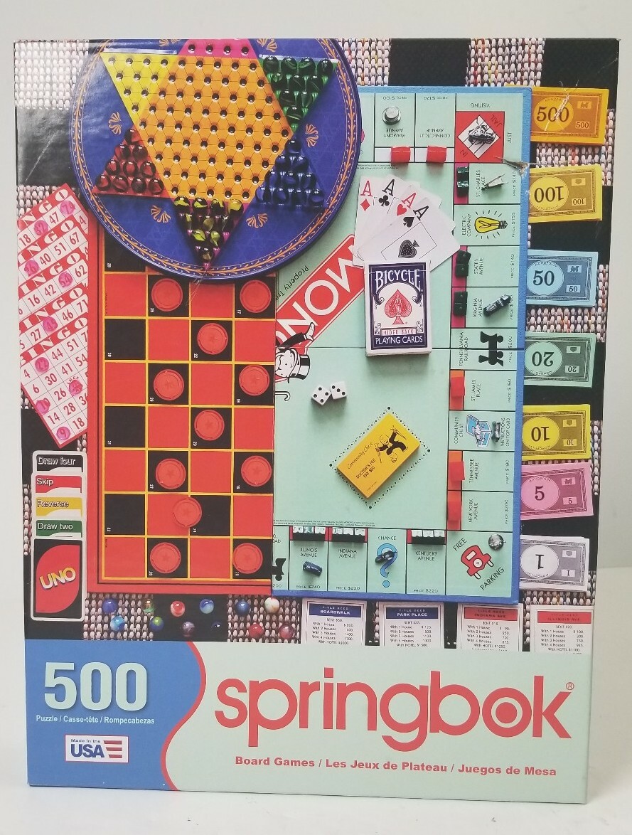 Springbok 500 PC Board Game Puzzle Chinese Checkers Monopoly Cards ...