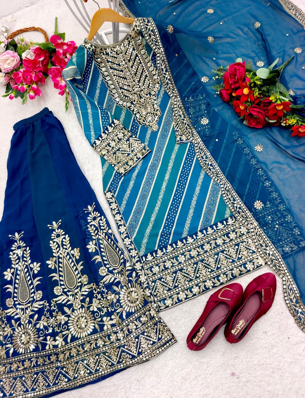 Designer Leheriya Sharara Suit Eid Festival Wear Stylish Partywear ...