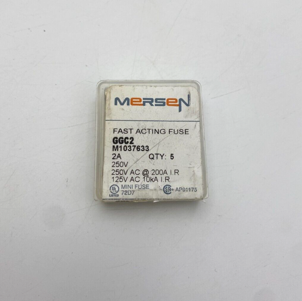 Lot of 5 Mersen GGC2/M1037633 Fast Acting Miniature Fuse Glass Body 2 ...