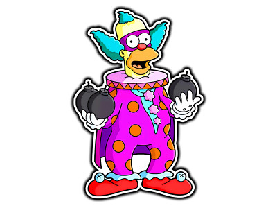 #1978 ClownFace Krusty Springfield Family Waterproof Vinyl Sticker Die ...