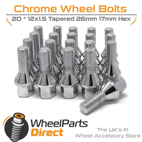 Wheel Bolts (20) 12x1.5 Chrome for Nissan Qashqai [J11] 14-21 on ...