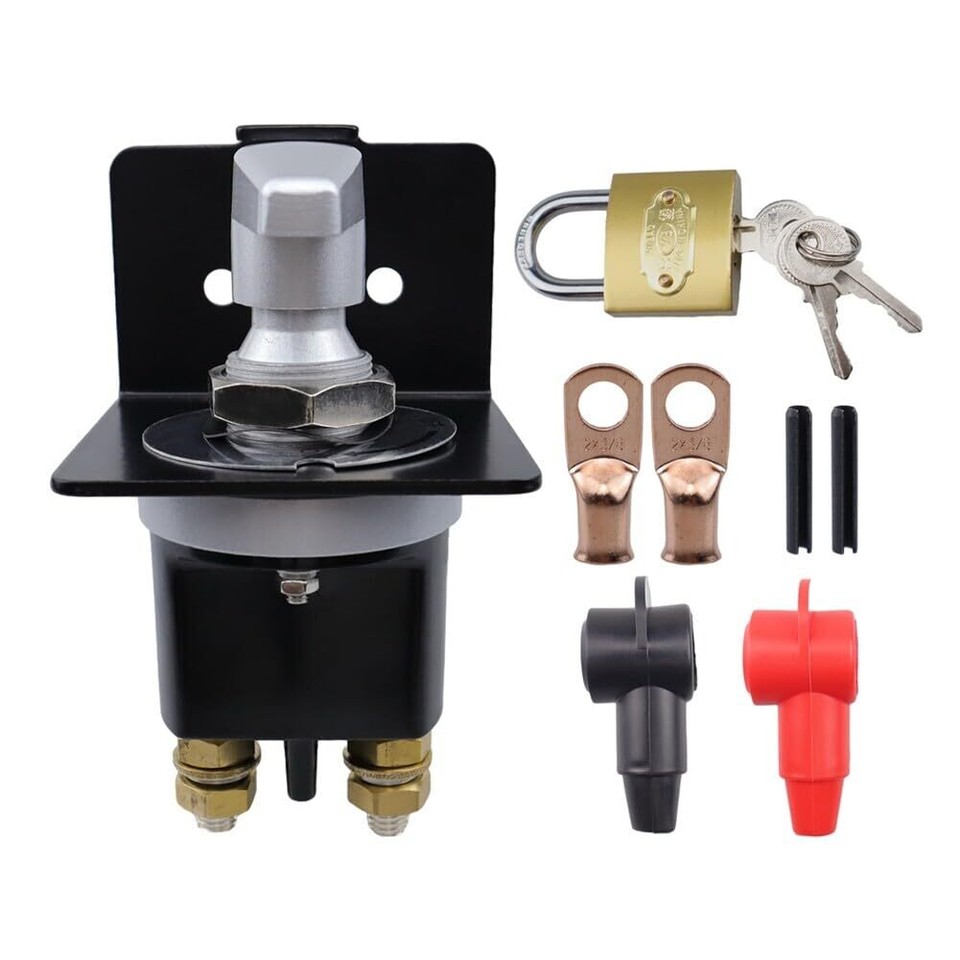 500A 12V Battery Disconnect Switch with Lockout Plate Heavy Duty Kill ...