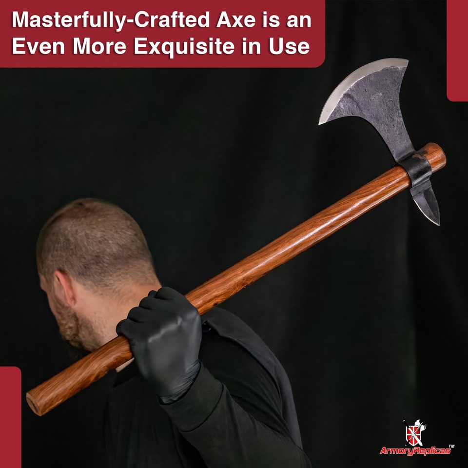 Age of War Fully Functional Medieval Viking Battle Axe Handmade Carbon ...