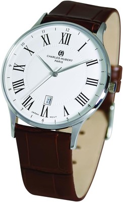 [Charles Hubert] Watch 3 Hands Date 4037-W Men's Brown | eBay