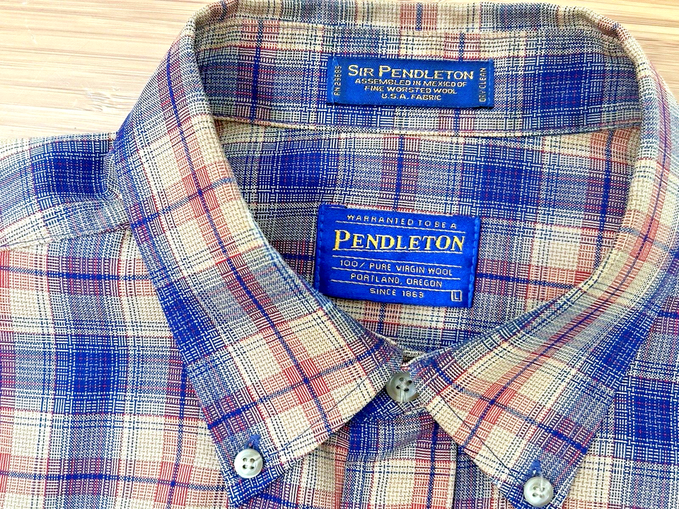 Vintage Pendleton Wool Large L/S Sir Pendleton Blue/Rust/Gold Plaid | eBay