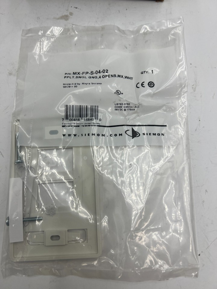 Box of 25 - Siemon Max Faceplate Single Gang White 4 Modules MX-FP-S-04 ...