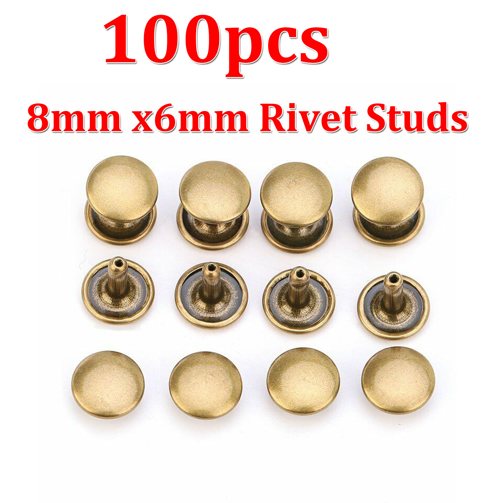 100pcs/Set Leather Rivets Double Cap Rivets with Fixing Tool Kit for ...