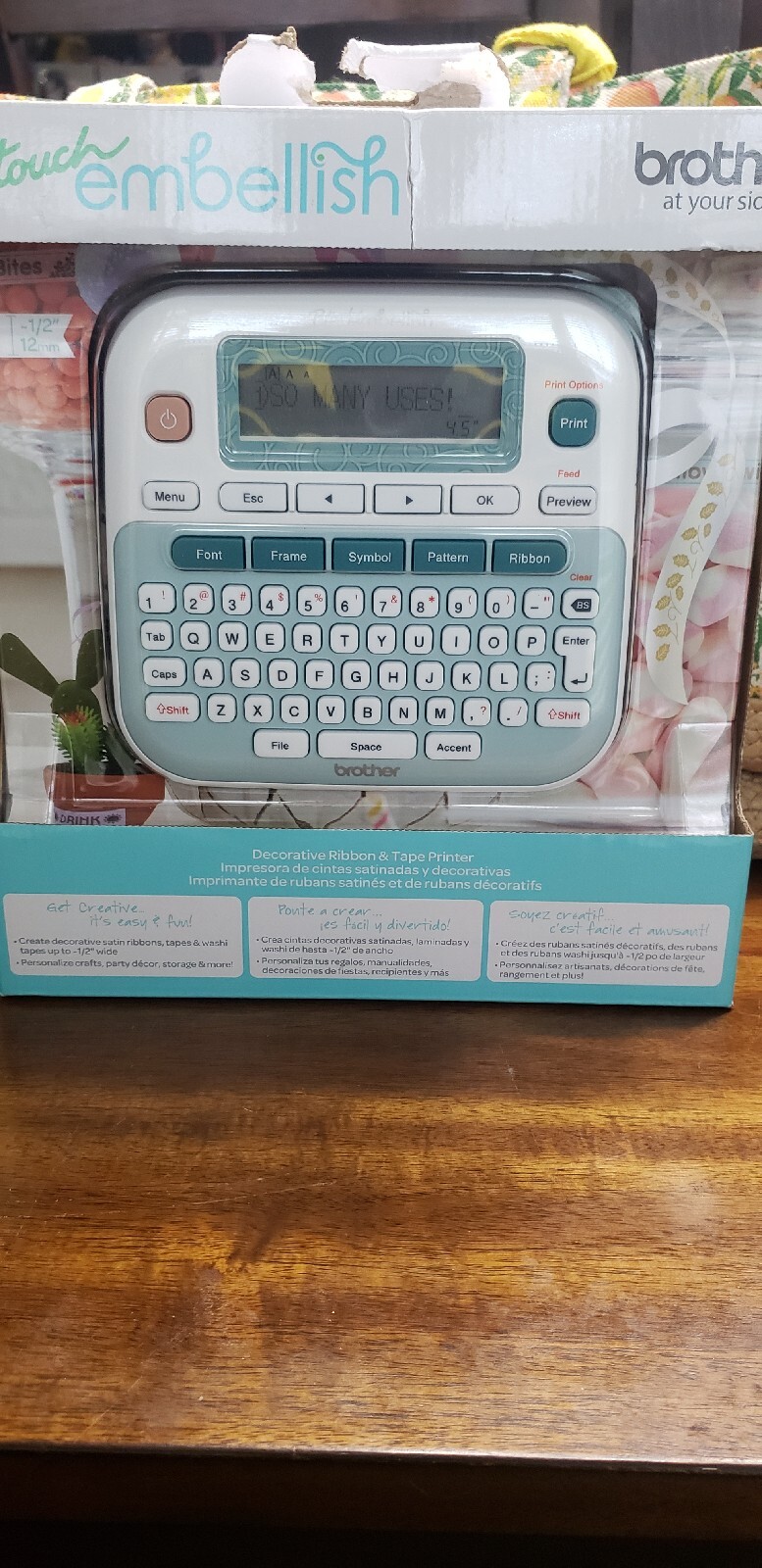 Brother P-Touch Embellish Decorative Ribbon & Tape Printer - White ...