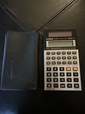 Vintage Casio Scientific Calculator FX-115 w/Leather Case Japan Solar ...