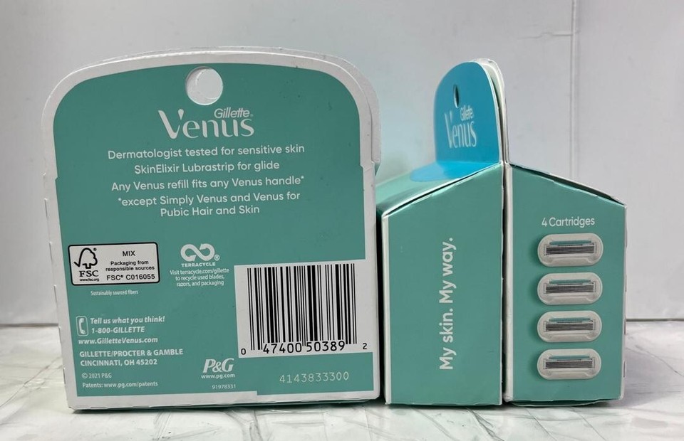 (3) Gillette Venus Sensitive Deluxe Smooth Refills PACK 4 Each = 12 ...
