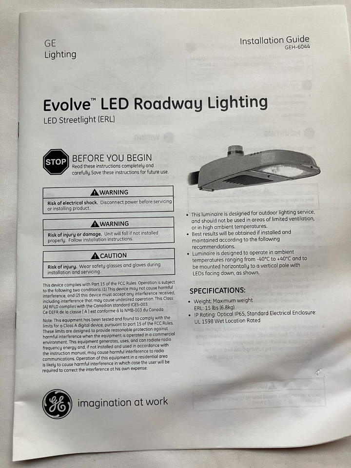 New GE Evolve LED Street Light 120/277 VAC 41W ERL1005E140A Gray ...