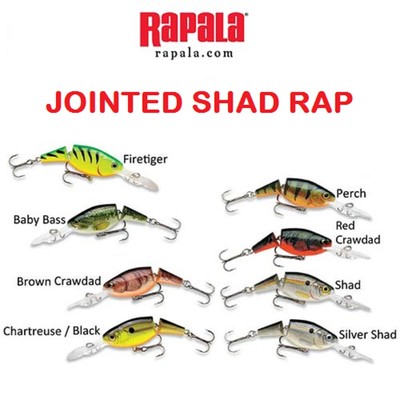 Rapala Jointed Shad Rap, JSR-05, 2” 1/4 oz, Choice of Colors | eBay