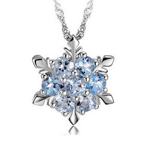 Wholesale Forzen Queen Elas Snowflake Blue Crystal Pendant Necklace ...