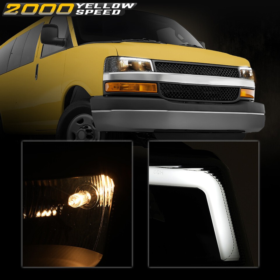 Fit For 2003-2019 Chevy Express GMC Savana Van LED Headlights Headlamps ...