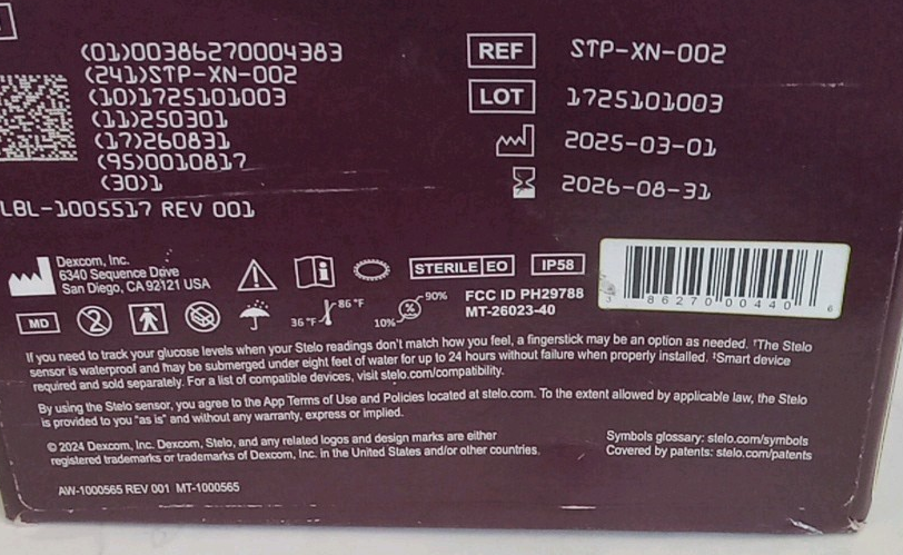 Stelo Glucose Biosensor Kit (1 box - 2 biosensors) By Dexcom Diabetes ...