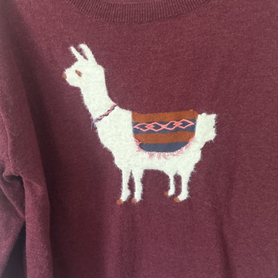 Sundance Laid Back Llama Sweater Burgundy Red Wool Embroidered Size ...