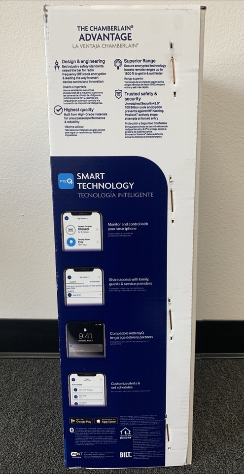 New Chamberlain C2202 MYQ Smart Garage Door Opener, Chain Drive, 1/2-HP ...