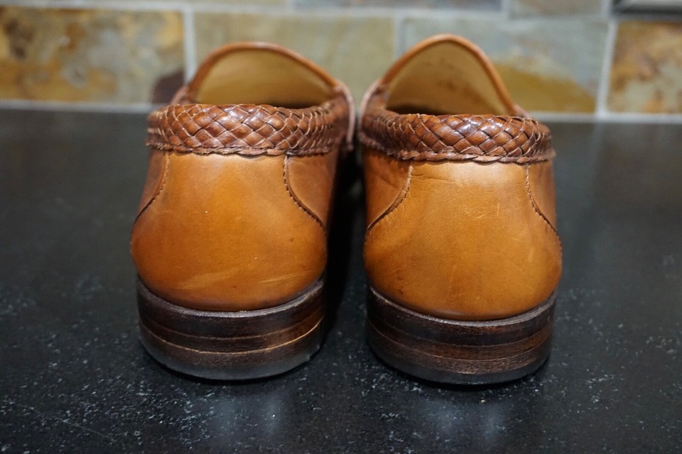 Footjoy Men's Brown Leather Braid Trim Tassel Shoes Loafers 9.5D Hand ...