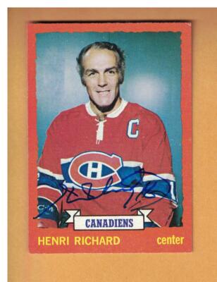 Henri Richard 1973-74 TOPPS AUTOGRAPHED HOCKEY CARD SIGNED MONTREAL ...