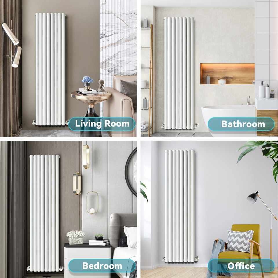 White Vertical Radiator Oval Column Central Heating Tall Upright Rad ...
