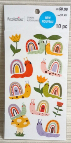 Recollections 10 piece Stickers Foil Accents Snails Flowers Mushrooms | eBay