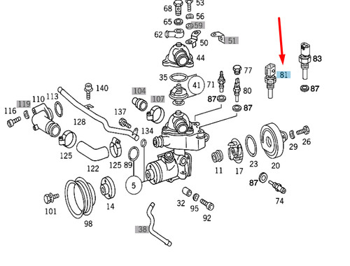 NEW MB SL R129 ENGINE COOLANT TEMPERATURE SENSOR A0115425117 ORIGINAL ...