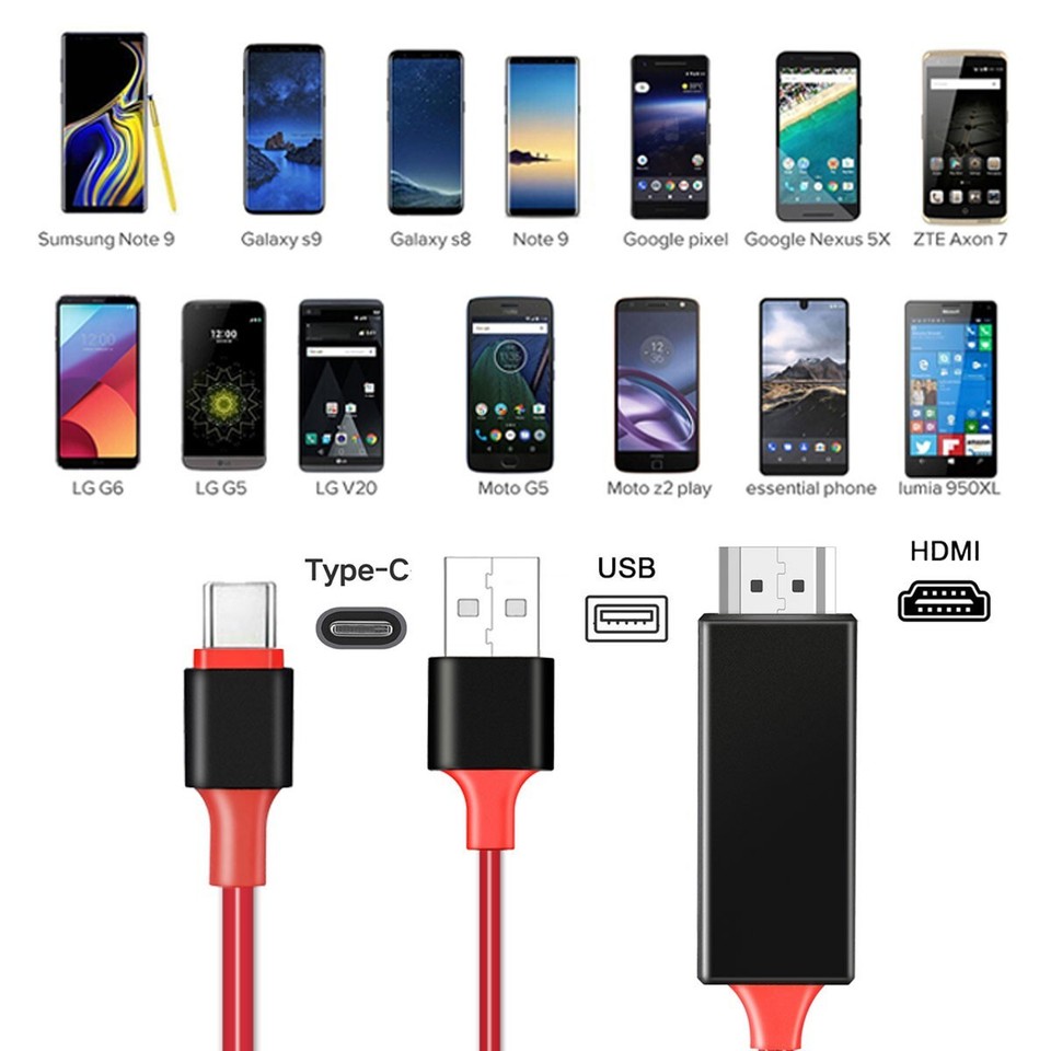 USB Type C Phone to HDMI HDTV Charging Cable For Samsung S22/S22 Plus ...