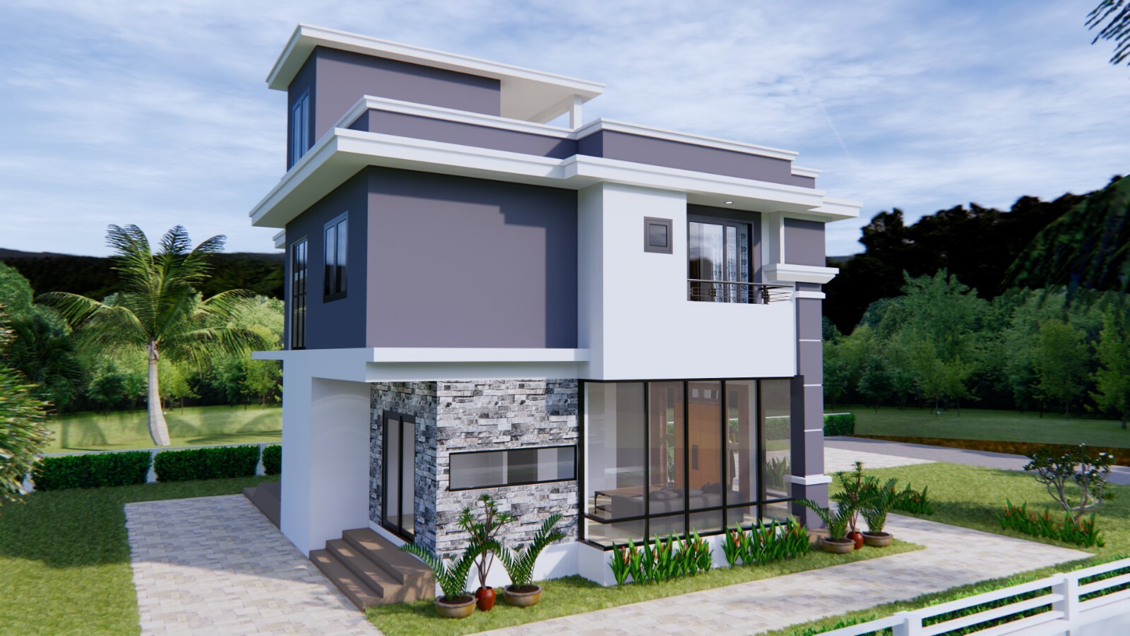 House Plan 11x8 Meter 36x26 Feet 3 Beds 3 Baths Terrace Roof PDF (A4 ...