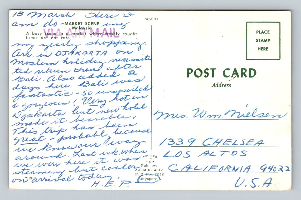 Vintage Market Scene Malaysia Colorful Busy Fish Market Postcard | eBay