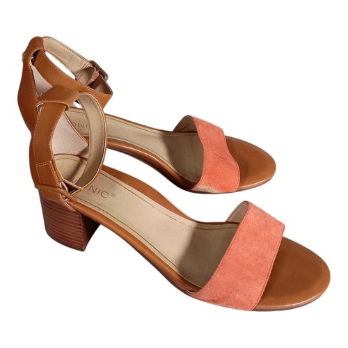 Vionic Sandals 11 Womens Brown/Pink Rosie Leather Strappy Block Mid ...