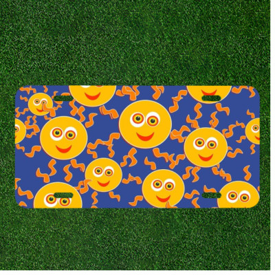 Custom Personalized License Plate Auto Tag With Wiggly Eye Emoji Sun ...