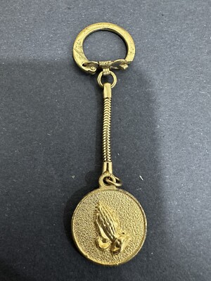 Vintage Serenity Prayer Key Chain Gold Tone Praying Hands Keyring ...