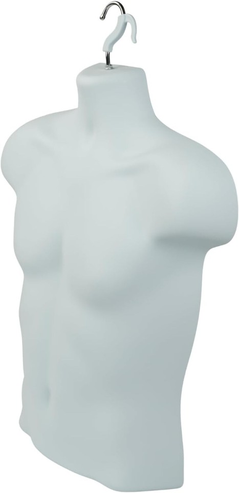 Molded Man's Shirt Torso Form Fits S - L Hanging Male Mannequin White ...