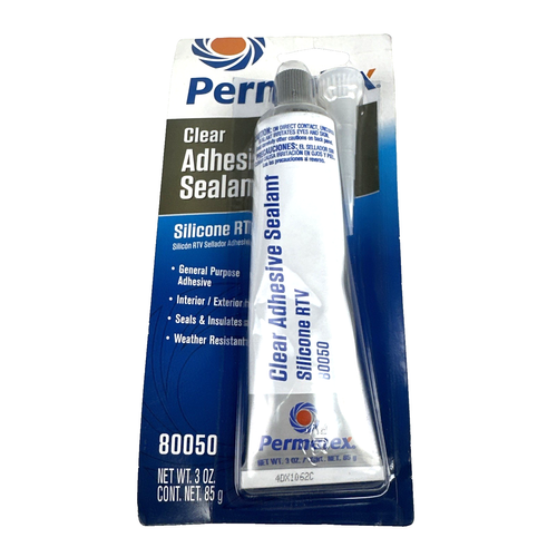 Permatex 80050 Clear RTV Silicone Adhesive Sealant 3oz Tube General ...